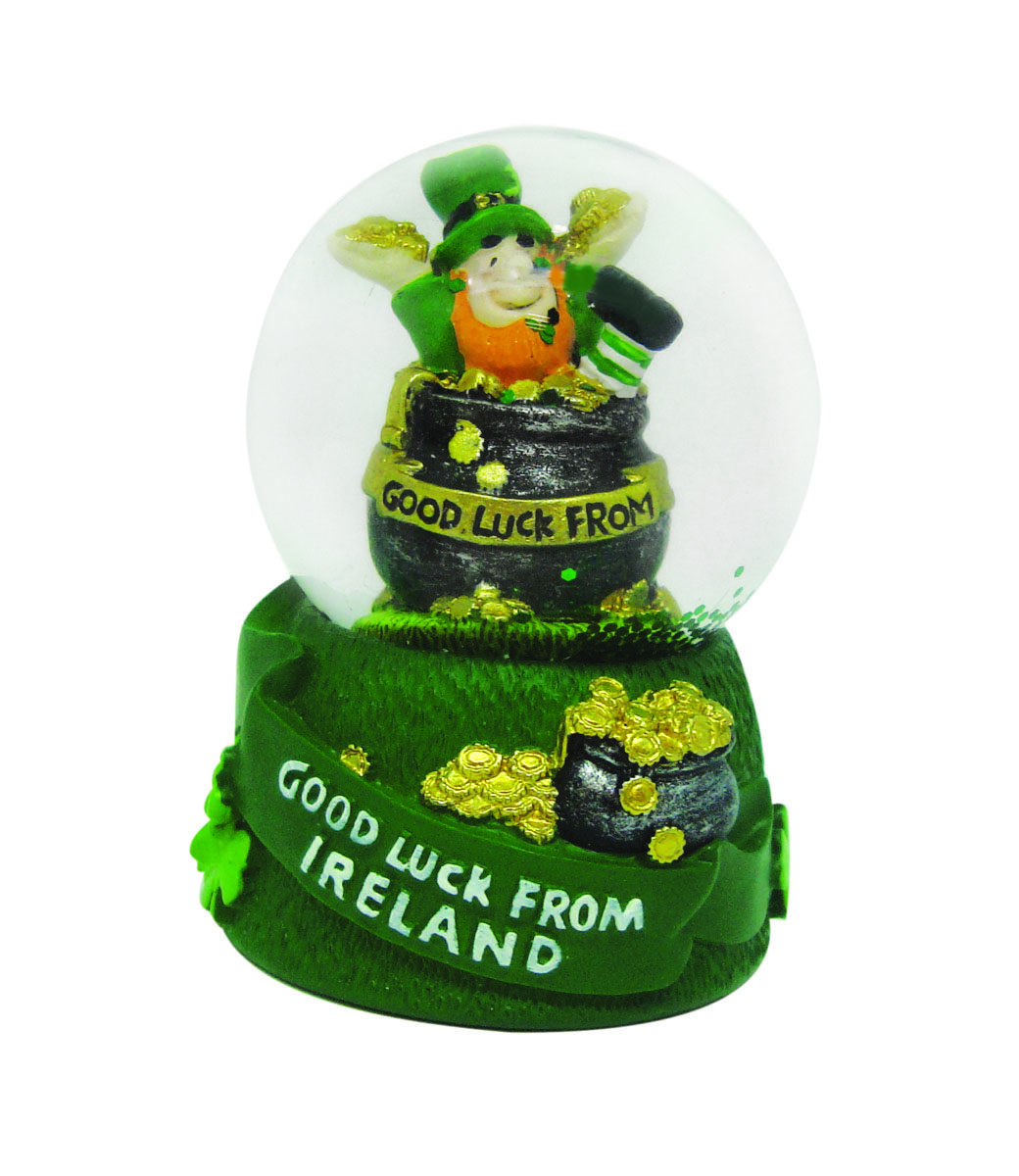 **45Mm Good Luck From Ireland Lep In Pot Waterball – Allied Souvenirs