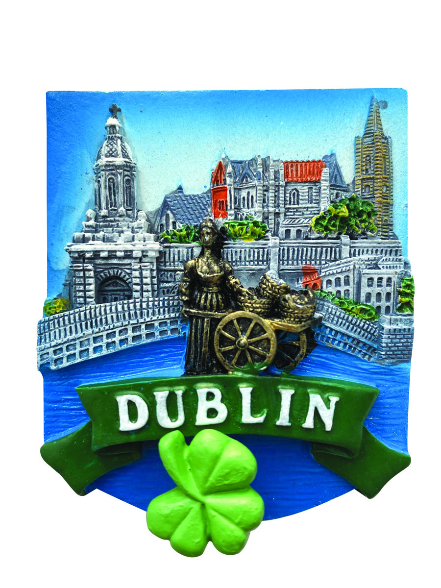 **Dublin Magnet W/Shamrock On Spring – Allied Souvenirs