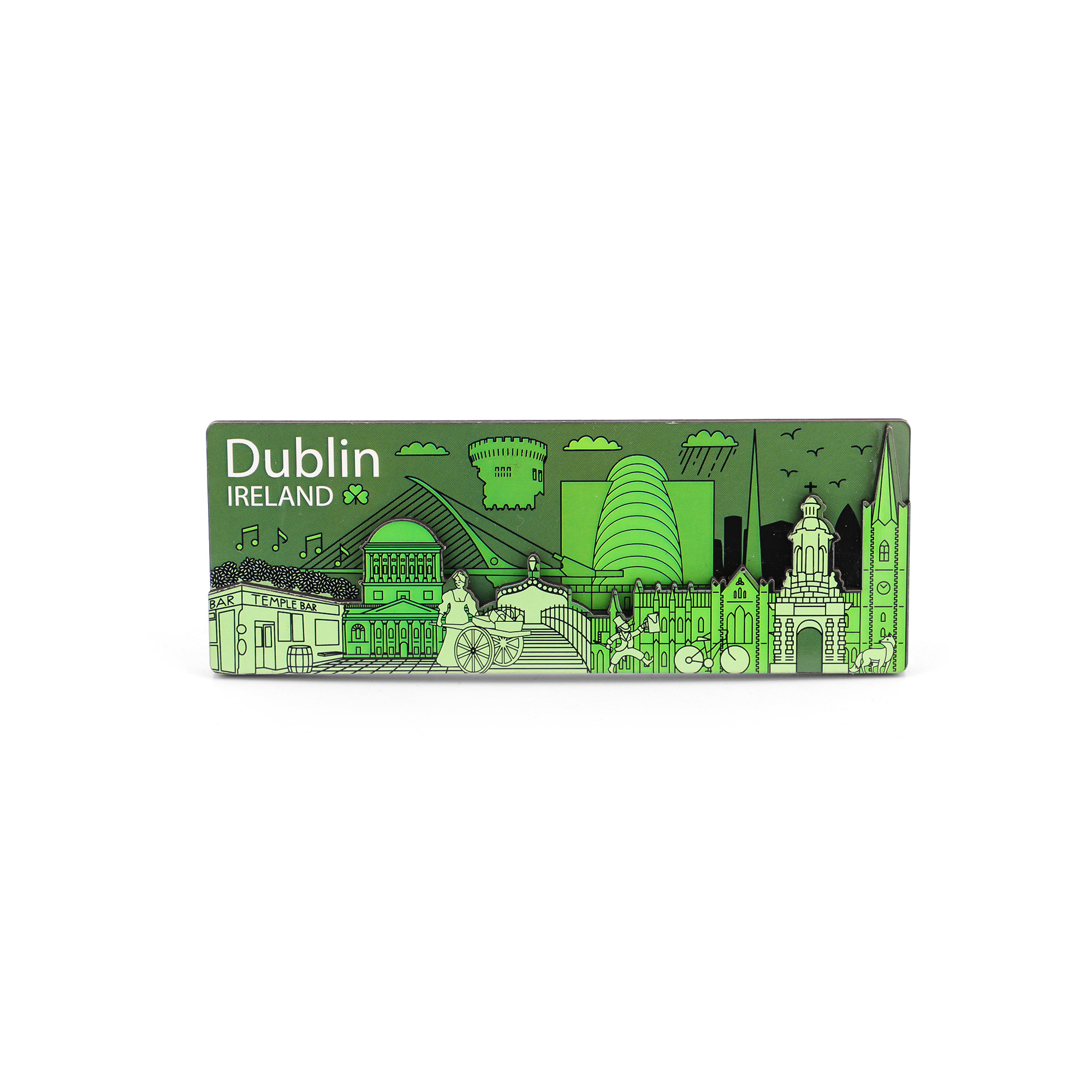 Green Dublin Skyline Wooden Magnet New 2024 – Allied Souvenirs